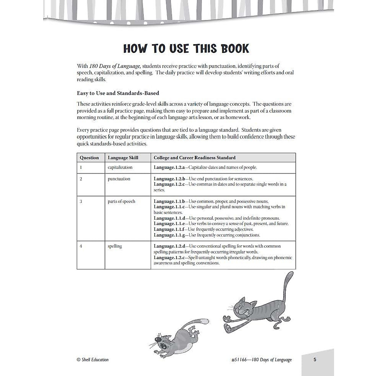 Shell Education 180 Days of Language for First Grade (180 Days of Practice)