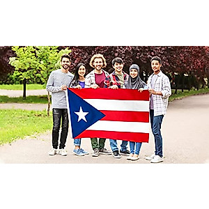 DANF Puerto Rico Flag 3x5 Foot Polyester Puerto Rican National Flags Polyester with Brass Grommets 3 X 5 Ft