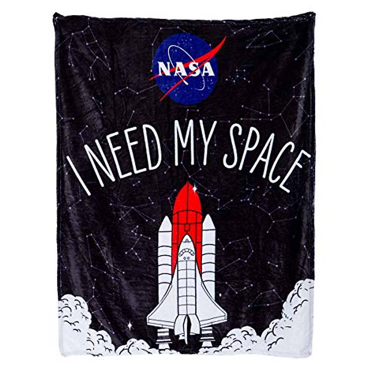Calhoun NASA I Need My Space Rocket Plush Throw 50" by 60" Blanket
