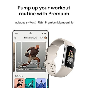 Fitbit Charge 6 Fitness Tracker with Heart Rate, GPS, Premium Membership, Health Tools - Porcelain/Silver
