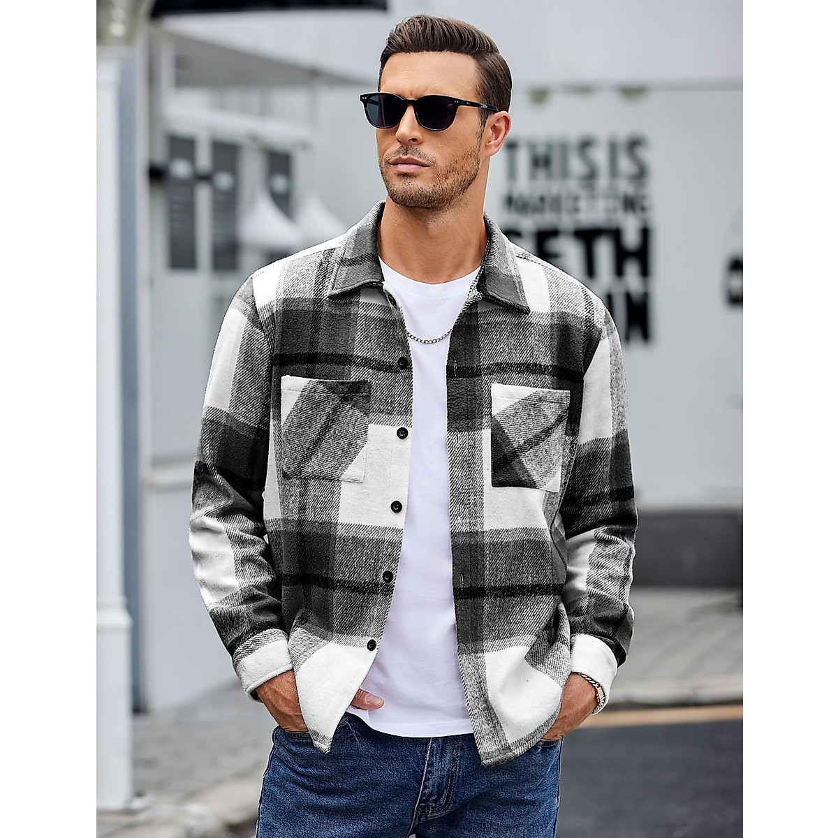 COOFANDY Men's Flannel Shirt Jacket Casual Button Down Plaid Shirt Long Sleeve Work Shirts for Men