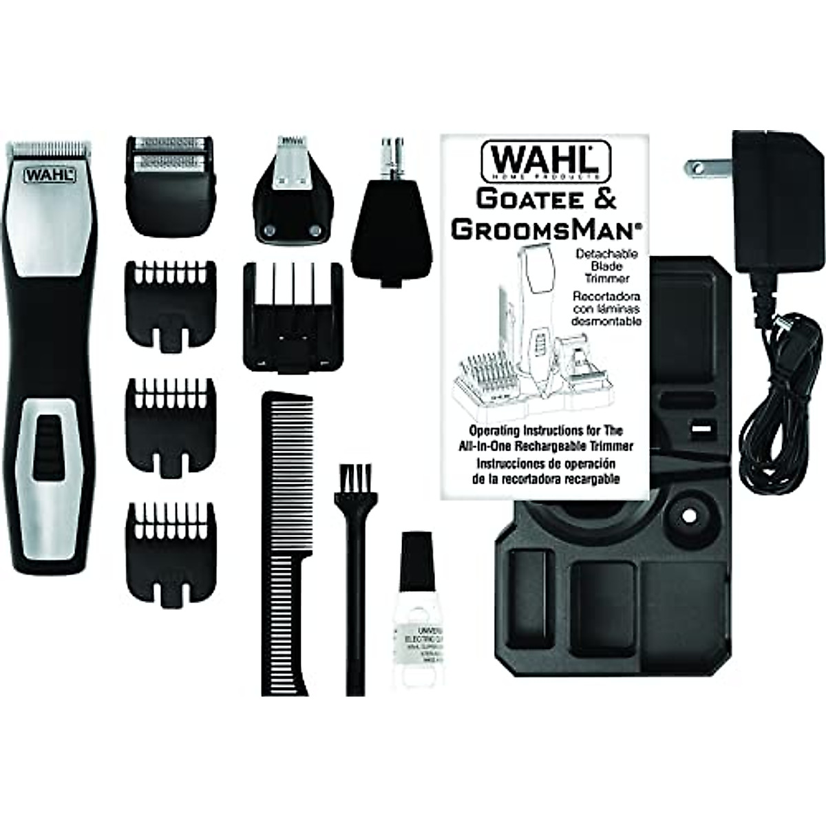 Wahl 9855-300 Groomsman Pro All-in-one Rechargeable Grooming Kit, Black/Silver