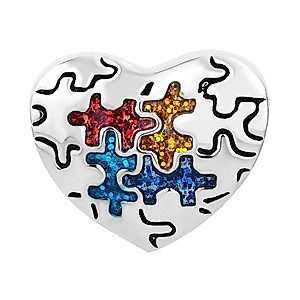 Pandöra Autism Awareness Puzzle Piece Heart Charm Beads For Charm Bracelets