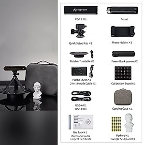 Revopoint 3D Scanner 0.05mm Precision 10 FPS Scan Speed Portable 3D Scanner for 3D Printing - POP2 Premium