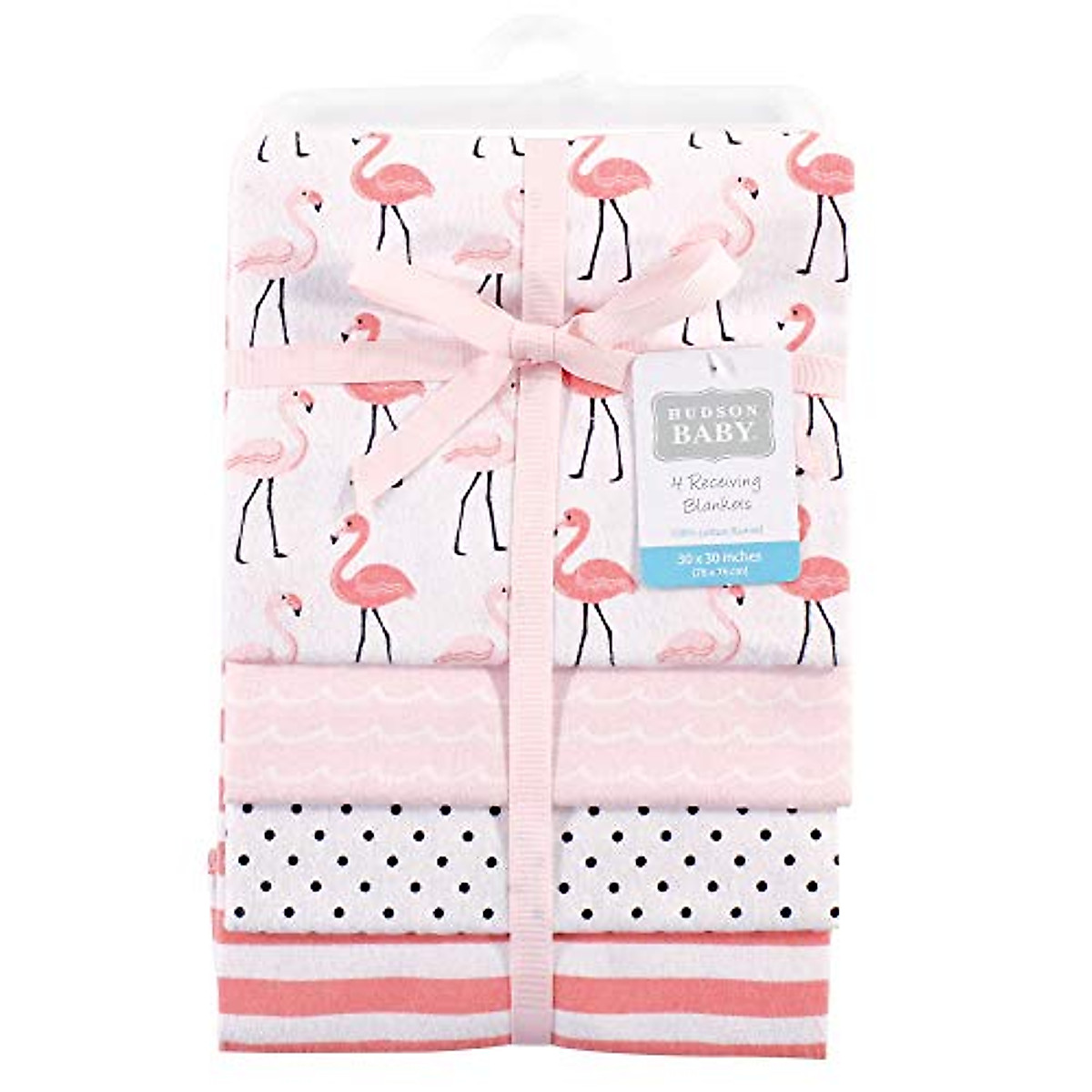 Hudson Baby Unisex Baby Cotton Flannel Receiving Blankets, Flamingos, One Size