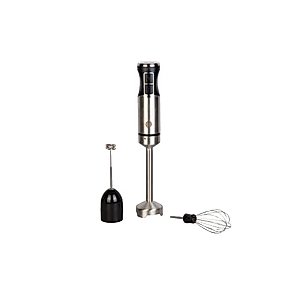 MasterChef Immersion Blender Handheld with Electric Whisk & Milk Frother Attachments, Hand Held Stainless Steel Stick Emulsifier for Making Baby Food, Soup, Puree, Cake, Cappuccino, Latte etc, 400W