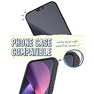 Smartish 2-Pack Tempered Glass Screen Protector for iPhone 14 Pro - Tuff Sheet - Easy Install Frame [Scratch Resistant] Case-Friendly - Dynamic Island Compatible - Clear 2-Pack