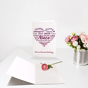 Chenive Sweet Niece Birthday Card, Adorable Birthday Card from Aunt Uncle, Praise Niece Bday Greeting Card, Happy A Fantastic Birthday Card for Niece