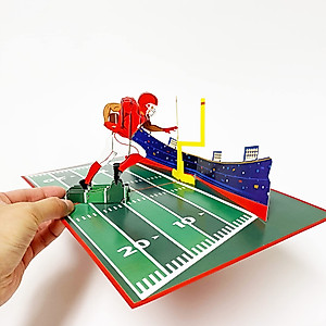 POP CARD EXPRESS American Football Birthday Card, 5.91 in x 7.87 in, Blank Envelope and Clear Plastic Bag Included