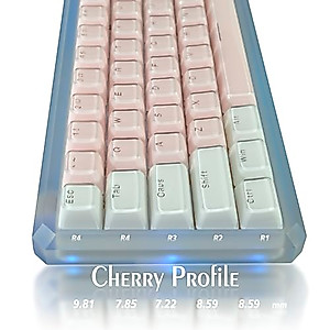 COTAIWA Crystal Keycaps,Ice Crystal Keycap，ABS Jelly Key caps Set for 61 68 104 Mechanical Gaming Keyboard Cherry Profile English Layout(Pink with White)