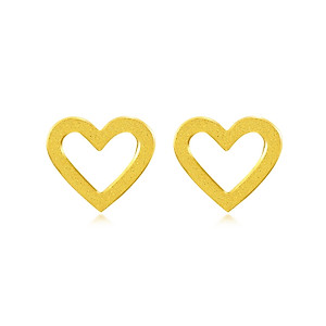 CHOW SANG SANG 999.9 24K Solid Gold Price-by-Weight 1.49g Gold Cute Lovely Heart Earrings for Women 68740E