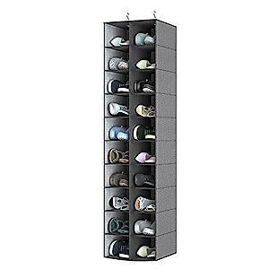 Libeder Hanging Shoe Organizer for Closet, Hanging Closet Organizers 20 Section Shoe Shelves, Space Saving Shoe Holder & Storage, Grey, 12''W×12''Dx 50''H