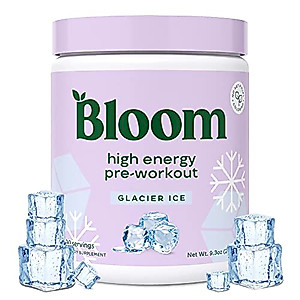 Bloom Nutrition Pre Workout Powder, Amino Energy with Beta Alanine, Ginseng & L Tyrosine, Natural Caffeine Powder from Green Tea Extract, Sugar Free & Keto Drink Mix (High Energy Gacier Ice)