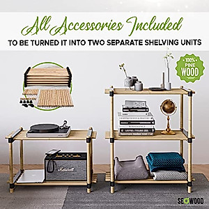 Saponay Wood Storage Shelves Organizer - Easy to Install Bathroom Standing Shelf Lightweight, Screw Free! 2 3 & 5 Tiered | Adjustable Units Free Premium Pine Shelving Unit, 11Dx22Wx47H