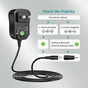 Basicvolt Universal AC/DC Adapter Multi-Voltage Regulated Switching Power Supply with 11 Selectable DC Plugs for 3V 4.5V 5V 6V 7.5V 9V 12V Household Electronics 2.0A 24Watt Max