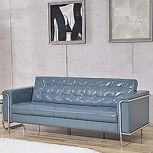 Flash Furniture HERCULES Lesley Series Contemporary Gray LeatherSoft Sofa with Encasing Frame