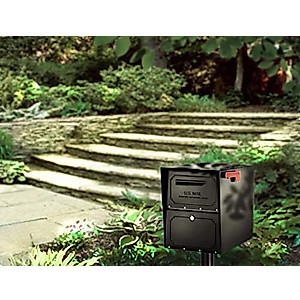 Architectural Mailboxes 6200B-10 Oasis Classic Locking Post Mount Parcel Mailbox with High Security Reinforced Lock,Black,18.00 x 15.00 x 11.50 inches