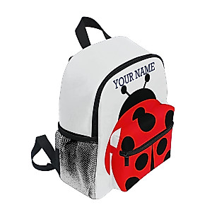 ODAWA Custom Preschool Backpack, Personalized Backpack with Name Customization Ladybugs School Backpack