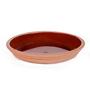 Handmade Clay Pan for Cooking, Glazed Terracotta Pot, Earthenware Cookware, Mexican Cazuela for Oven Cooking, Round, 11.8 in