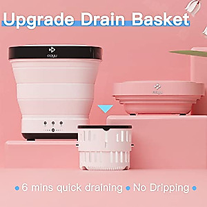 Portable Washing Machine - Foldable Mini Small Portable Washer Washing Machine with Drain Basket for Apartment, Laundry, Camping, RV, Travel, Underwear, Personal, Baby - (110V-200V) - White