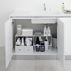 Yamazaki Home Cabinet Storage Organizer | Set of 2 | Kitchen Pantry | Steel | Riser, One Size, White