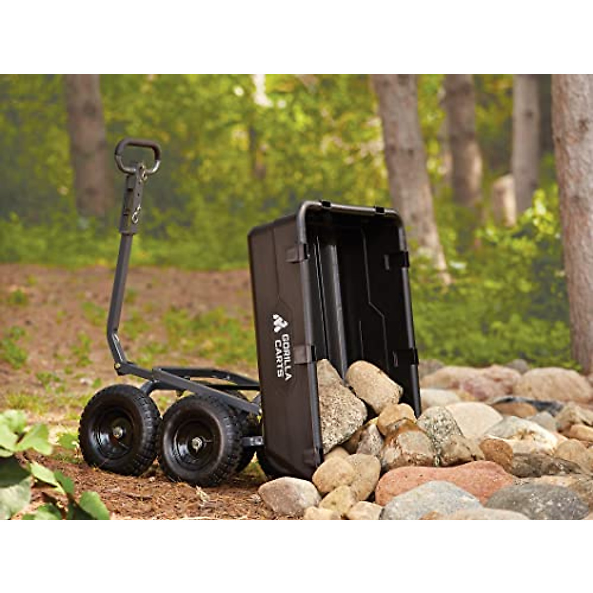 Gorilla Carts GOR6PS Poly Yard Dump Cart, Heavy-Duty Convertible 2-in-1 Handle, 1-(Pack), Black