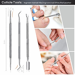 Toenail Clippers for Seniors Thick Toenails, Toe Nail Clippers Adult Thick Nails Long Handle, Heavy Duty Nail Clippers Kit 6Pcs Black