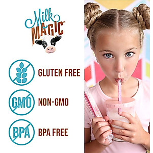 Milk Magic Milk Flavoring Straws, 4-Pack Bundle (16 count), Chocolate, Strawberry, Cotton Candy, Cookies & Cream Cereal Straws