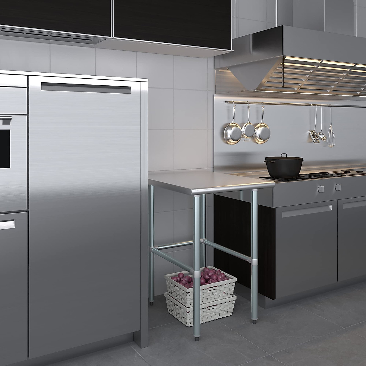 AmGood Stainless Steel Work Table Open Base | NSF Kitchen Island Food Prep | Laundry Garage Utility Bench (30" Long X 30" Deep)