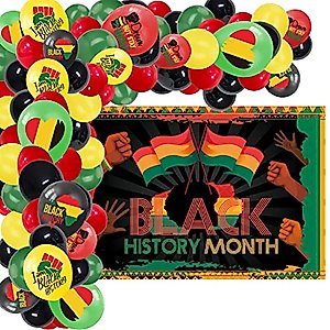 116 PCS Black History Month Balloons Garland Arch kit ,Black History Month Banner Party Sipplies, African BHM Worthwhile Commemoration National Party Balloons Decoration