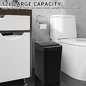 KTZCTPCA Smart Trash Can, Small Garbage Can with Lid, Touchless Waste Basket with Motion Sensor, Slim Dog Proof Trashcan,Trash Bin for Kitchen Office Living Room Toilet Bedroom RV (Black)