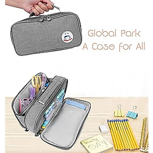 Large Capacity Pencil Case, Stationery Storage Pen Bag Box Handheld Makeup Pouch Holder Multi-Compartment Organizer College School Office Supplies for Student Teen Kid Adult