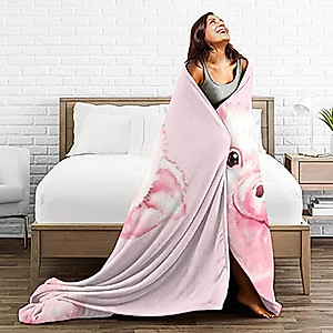 Knsoiv Cute Flannel Plush Throw Blanket, Sneaky Baby Pink Pig Cute Animal Family Pet Throw for Better Relaxing, Wrinkle-Resistant Air Conditioning Blanket 60"X50"