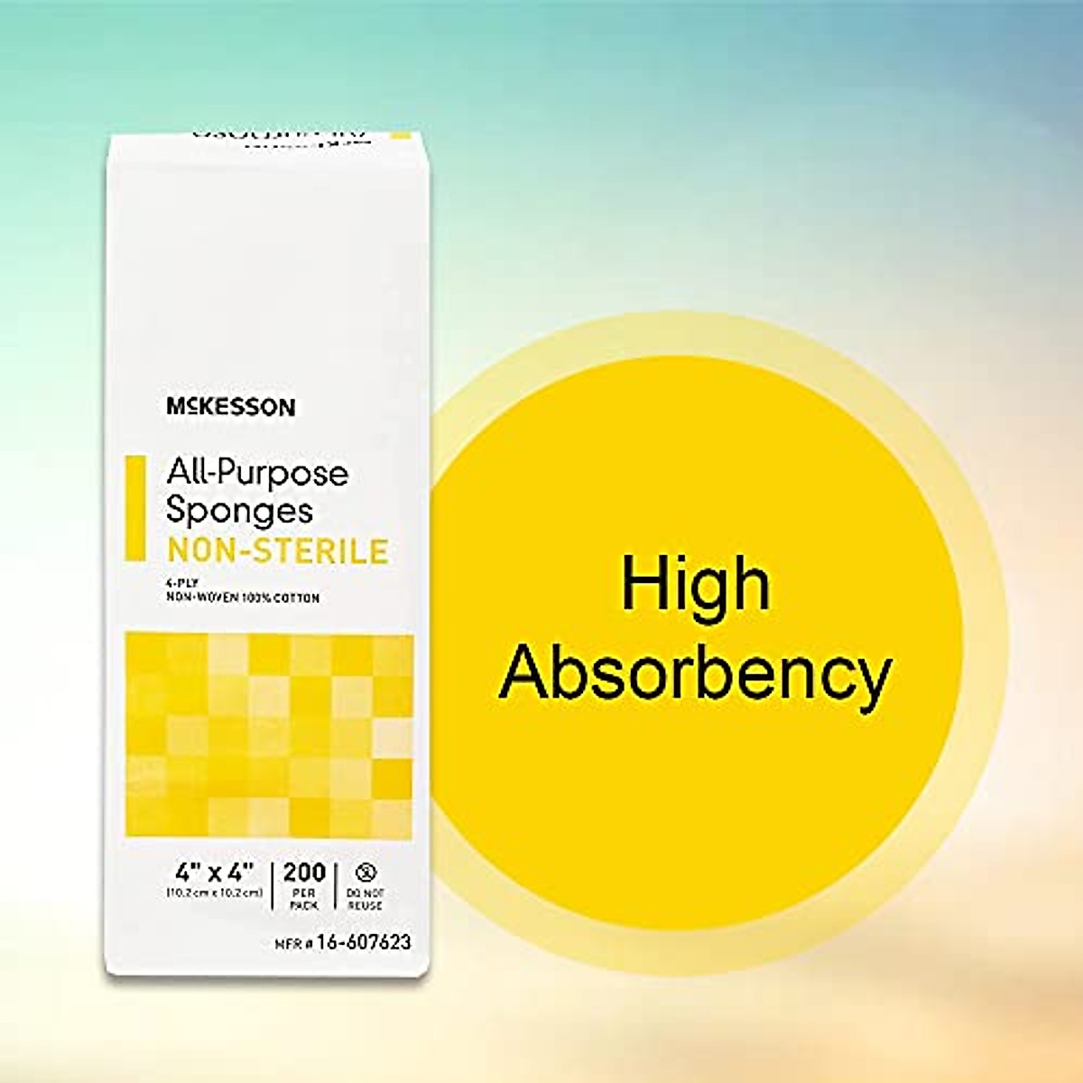 McKesson All Purpose Sponges, Non-Sterile, 4-Ply, 100% Cotton, 2 in x 2 in, 200 Per Pack, 1 Pack