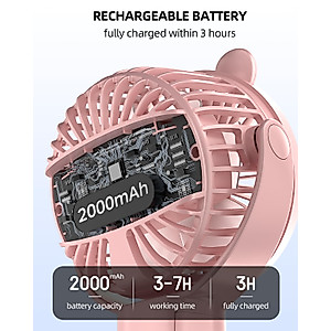 ASNUG Portable Mini Stroller Fan, Battery Operated Small Clip on Fan, Detachable Flexible Tripod Baby Fan with 3 Speed, Rechargeable Personal Fan for Car Seat Crib Treadmill Travel