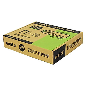 meite 15.5 Gauge Flooring Staples, 2-Inch Length 1/2-Inch Crown Hradwood Floor Staples Collated Galvanized Flooring Staples (5,014 Counts)
