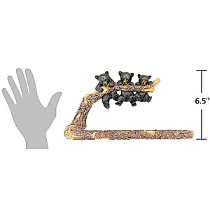 The Bridge Collection 11.2" Hanging Black Bears Towel Holder - Black Bear Kitchen Items - Paper Towel Holder for Cabin, Lodge, or Mountain Decor - Black Bear Toilet Paper Holder