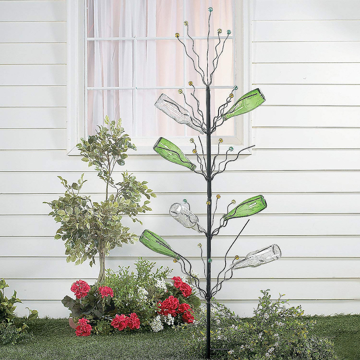 Fun Express Bottle Tree, Stands Almost 4 Feet Tall - Metal with Plastic Tips - for Wine Bottle and Outdoor Yard Decorations