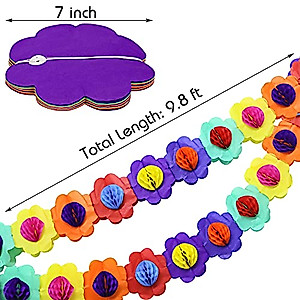 FUTUREPLUSX 3PCS Mexican Tissue Hibiscus Garland Flower Banners for Luau Party Fiesta Party Mexican Hanging Decorations
