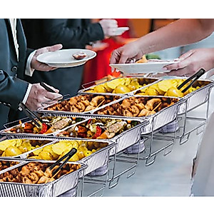 Disposable Chafing Dish Buffet Set, Food Warmers for Parties, Complete 33 Pcs of Chafing Servers with Covers, Catering Supplies with Full-Size Pans (9x13), Warming Trays for Food with Utensils & Lids