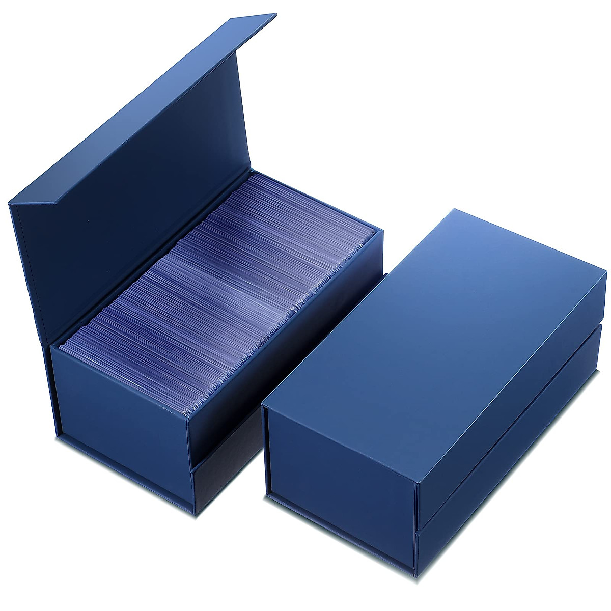 Zonon 2 Pieces Trading Card Storage Box Magnetic Baseball Football Cards Holder Container 600 Standard Sized Card Sleeves Hold Storage Case for Grade Gaming Cards (Blue, Small)