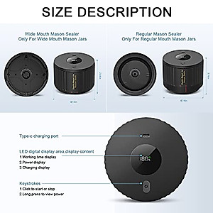 Electric Mason Jar Vacuum Sealer Kit, Vacuum Pump for Wide Mouth and Regular Mouth Mason Jars, Food Vacuum Sealer for Food Storage and Fermentation