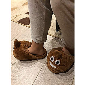 Funny Shoes, Women Plush Slippers Cartoon Shit Home Warm Home Shoes EVA Soled Flat Cute Indoor Furry Cotton Slippers 7 Unisex Slippers