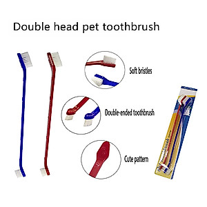QeeHeng Pet DogToothbrush Kit,Cat Finger Toothbrush,Dog Double Headed Toothbrush for Dental Care,Halitosis and Tartar Removal for Dog and Puppy（11 PCS）