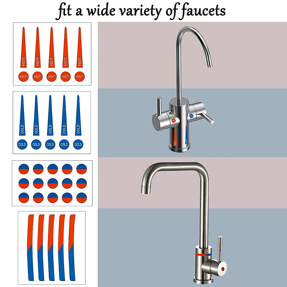 Faucet Stickers Hot and Cold Stickers for Faucet Waterproof Hot and Cold Indicator Bathroom Faucet Stickers Hot and Cold Signs for Kitchen Bathroom Hotel School Restaurant (40)