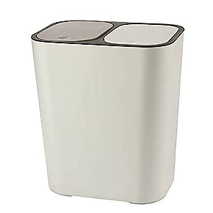 Trash Bin Trash Can Wastebasket Waste Bucket Ashcan Bin Household Sorting Trash Can Ouble Compartments Recycling Bin with 2 Lids Garbage Can Waste Bin (Color : OneColor, Size : 29 * 21 * 33cm)