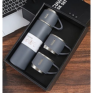 Stainless Steel Thermo + 3 cup, 500ml/16.9oz (Grey, Black, Blue) ADVANTAGE SET Gray 2.5 x 2.5 x 9.3 inch