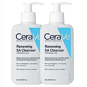 CeraVe Salicylic Acid Cleanser | 8 Ounce, Pack of 2 | Renewing Exfoliating Face Wash with Vitamin D for Rough and Bumpy Skin | Fragrance Free