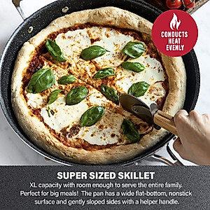 Granitestone 14 Inch Large Nonstick Frying Pan Nonstick Pan for Cooking with Diamond Triple Coated Surface, Family Sized Nonstick Frying Pan Skillet with Stay Cool/Helper Handle, Oven/Dishwasher Safe