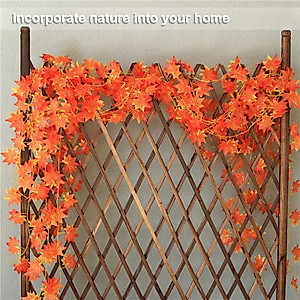 24 Pack Fall Leaf Garland, Artificial Maple Garland Artificial Fall Maple Ivy Vines, Thanksgiving Decor Garland Autumn for Party Home Garden Kitchen Office Wedding Indoor Outdoor Decors